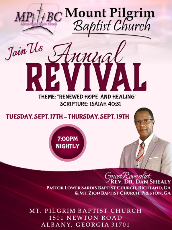 Annual Fall Revival – Mount pilgrim Baptist Church